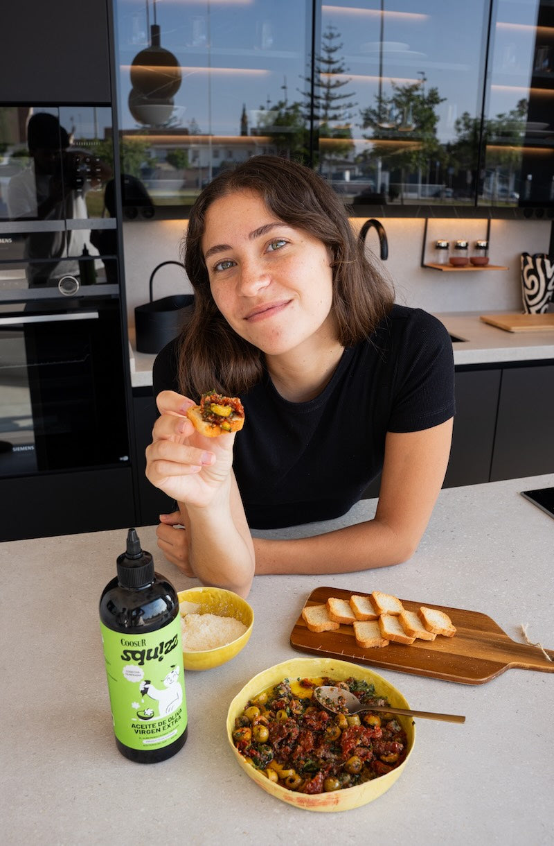 Aceite de oliva virgen extra en biberón Squizz