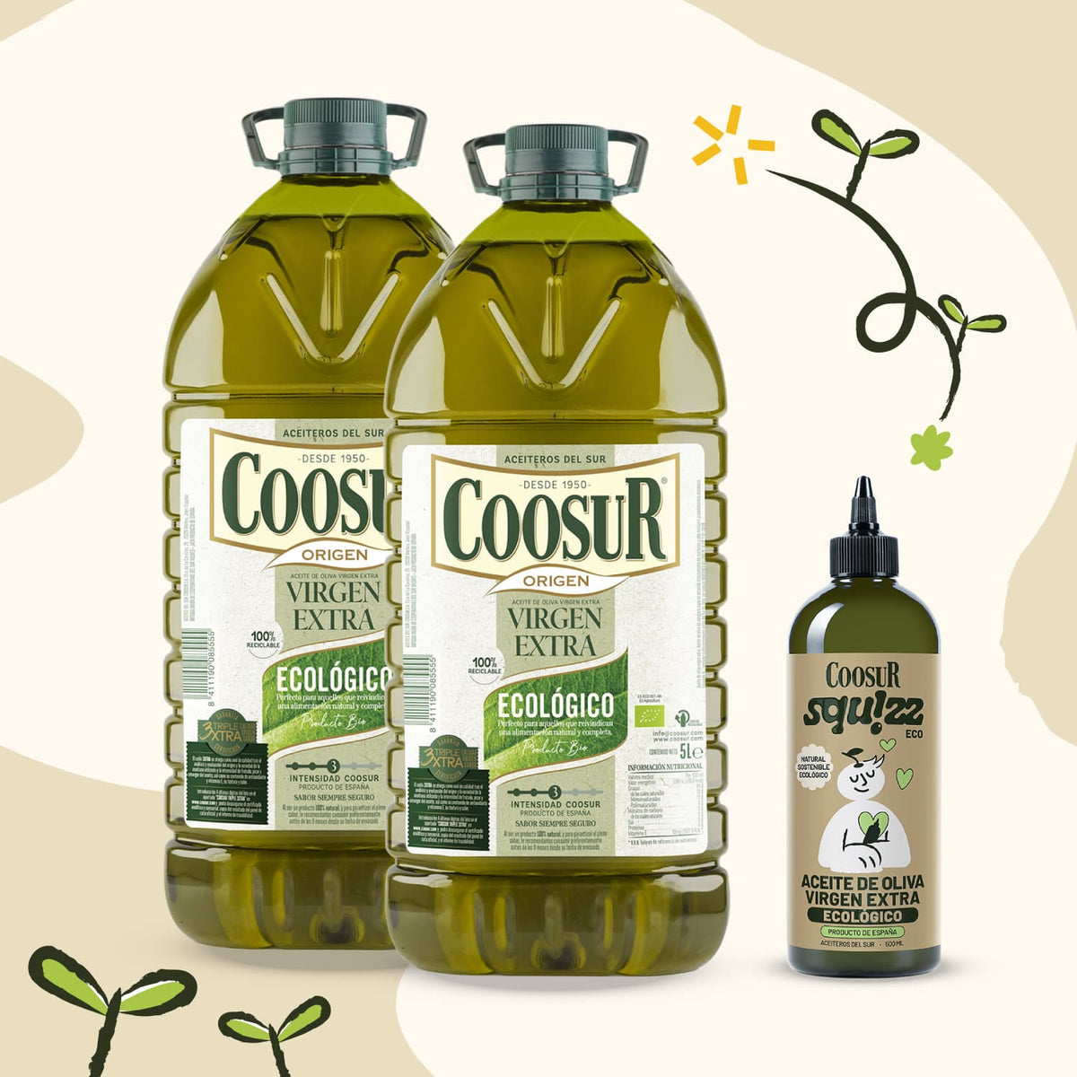 Aceite de oliva virgen extra en biberón Squizz